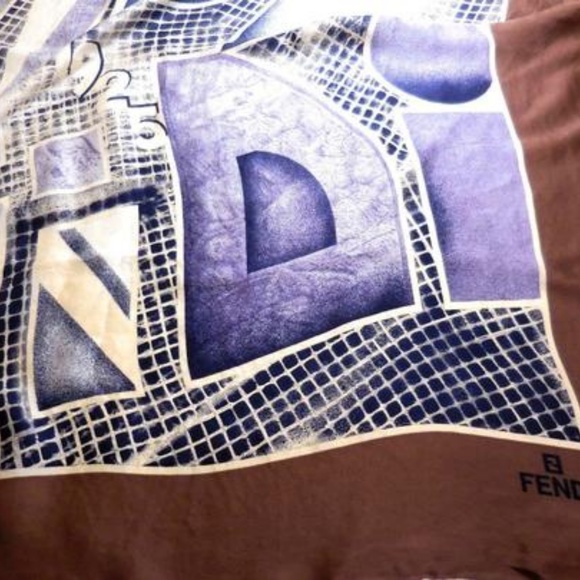 Fendi | Accessories | Fendi Purple Brown Blue Silk 34 Square Wrap ...